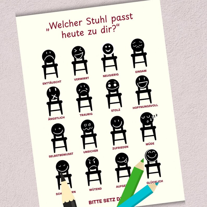 Chair Feelings Chart: Therapy, Coaching, & Self-help (digital Download ...