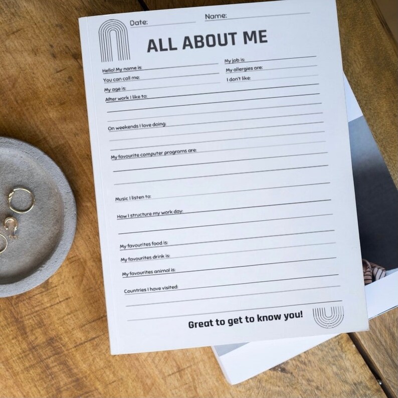 All About Me Worksheet: Coworker Team Building Activity (PDF) - Etsy