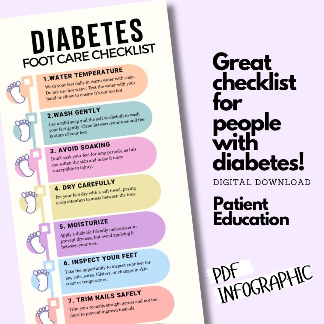 Diabetes Foot Care Checklist, Diabetic Foot Care Guide, Feet Care Log ...