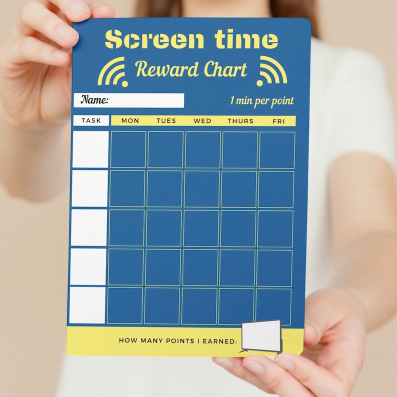 Screen Time Printable Reward Chart Digital Use Screen Time - Etsy