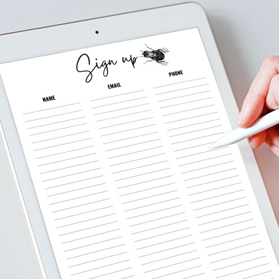 Funny Sign up Sheet Template Email List Sign in Sheet | Etsy