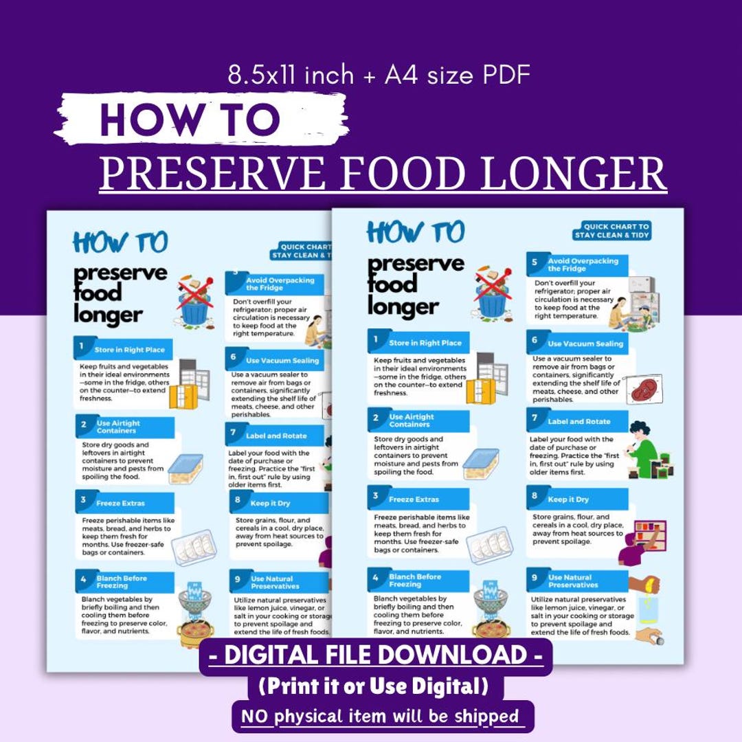How to Guide, Preserve Food Tips, Kitchen Print, Food Chart ...