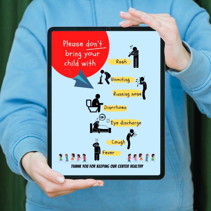 Daycare Sick Policy Poster, Daycare Rules on Sickness, Illness ...