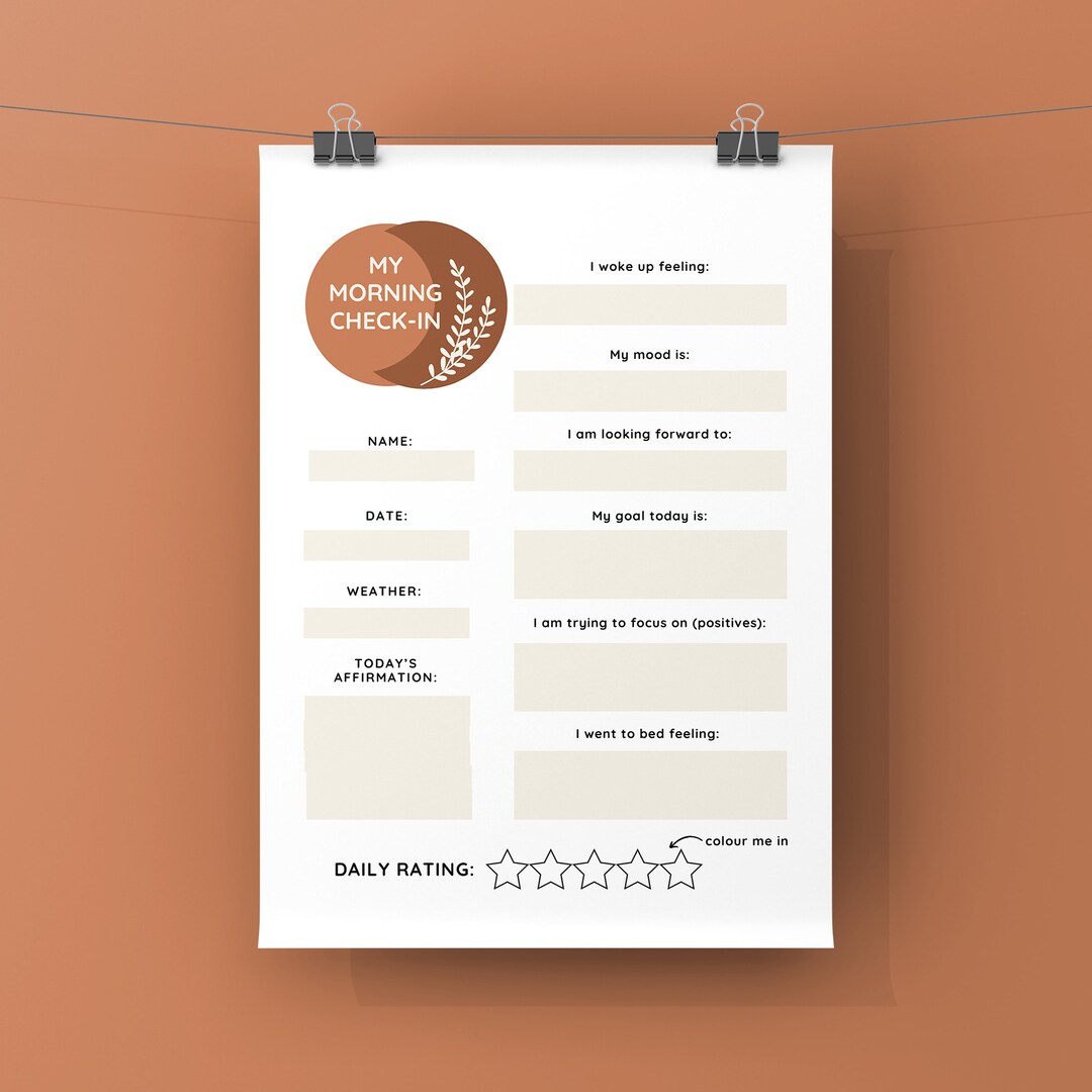 Daily Check in Journal, Daily Gratitude Journal Printable, Daily ...