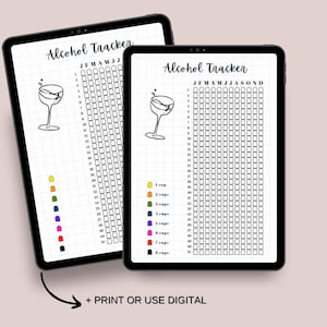 Alcohol Tracker, Printable Journal Page, Alcohol Log, Habit Tracker ...