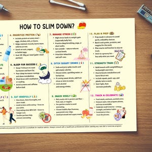 How to Slim Down, Weight Loss Guide, Printable Chart, 12-step Slimming ...