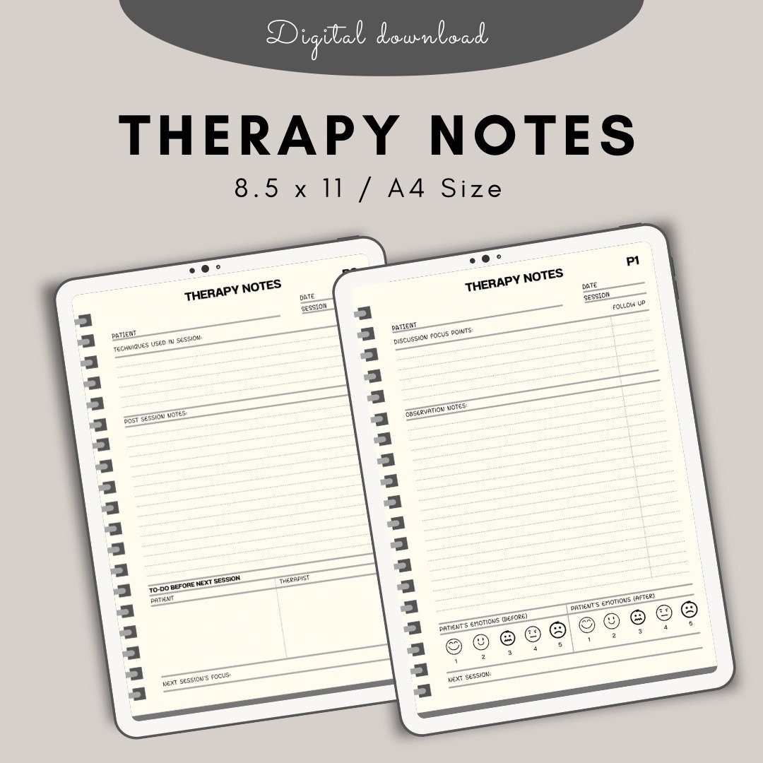 Therapist Note Sheets: Counseling Notes Template (PDF) - Etsy