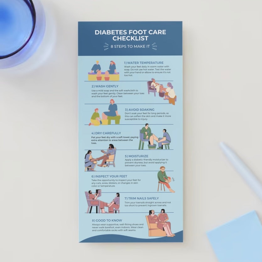 Diabetes Foot Care Checklist, Diabetic Foot Care Guide, Feet Care Log ...