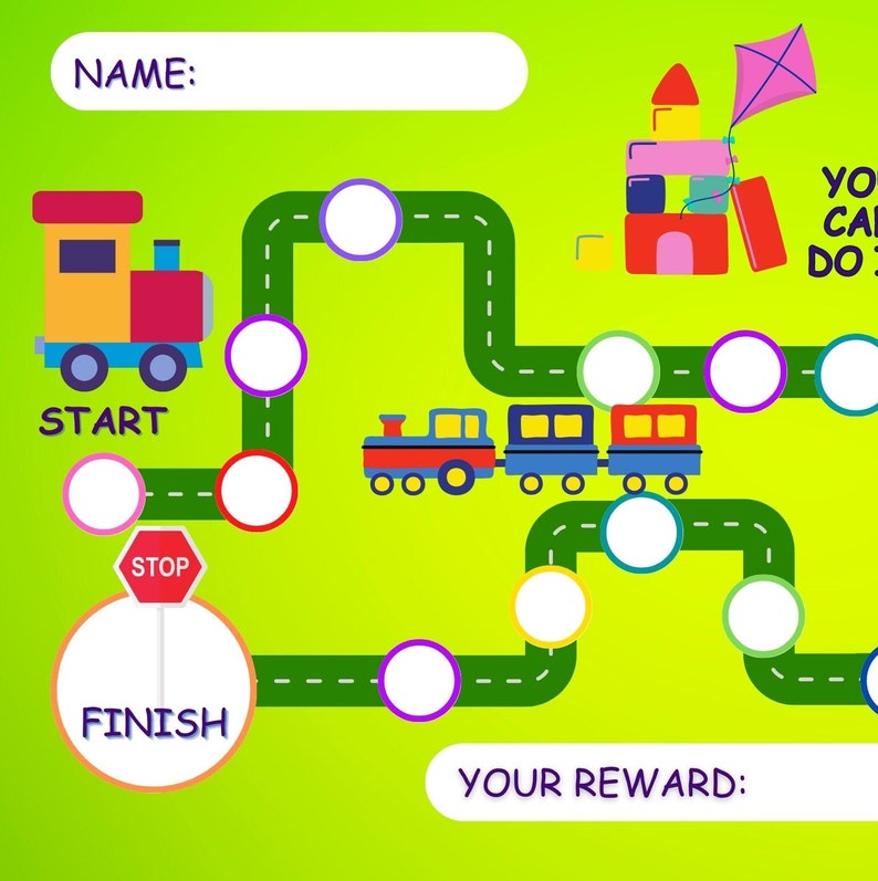 Printable Kids Reward Chart, Kids Train Daily Chore Charts, Kids ...