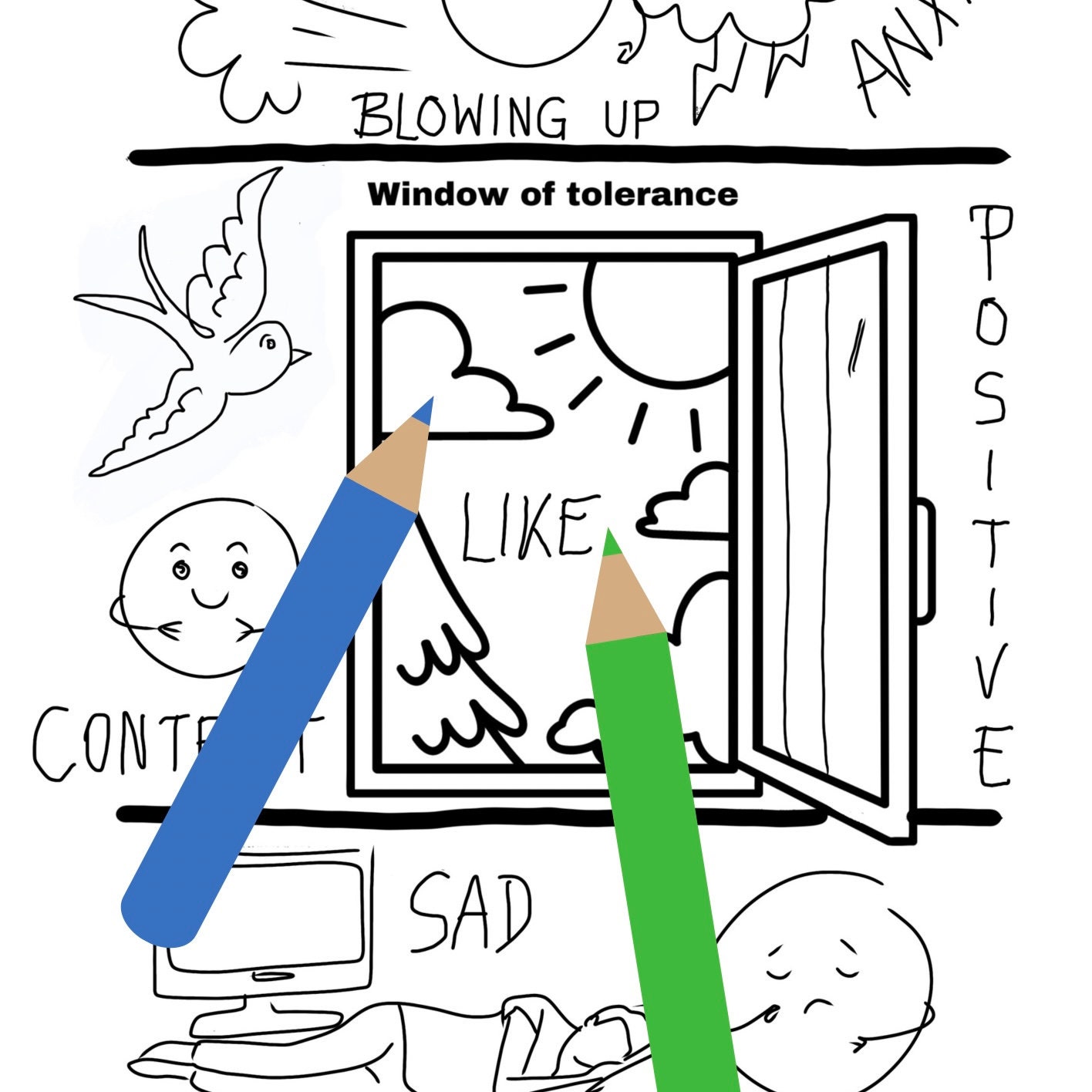 Window of Tolerance Coloring Page: Self Regulation Activity (PDF, PNG ...