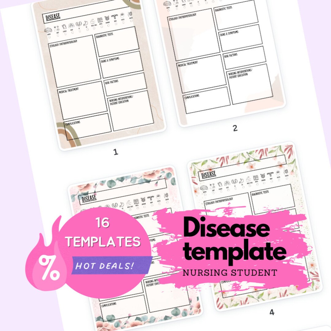 Disease Study Templates Bundle, Nursing School Printable Study Notes ...