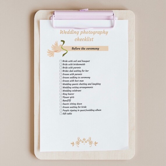 Wedding Photography Checklist Digital Download Pdf - Etsy