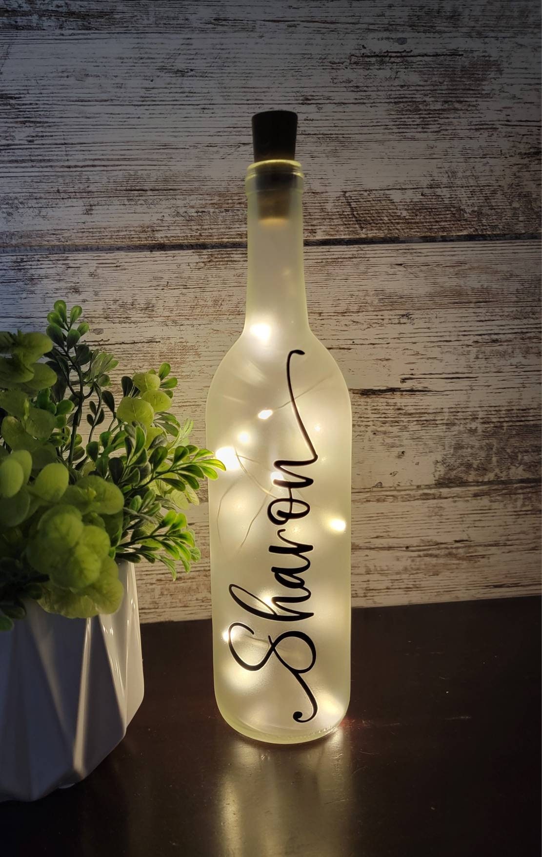 Name Bottle With Cork & LED Lights, Personalized Wine Bottle ...