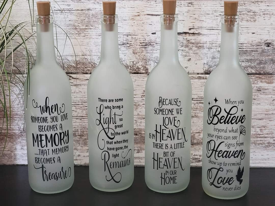 Memorial Bottle With Cork & LED Lights, Wine Bottle, Memory Bottle ...