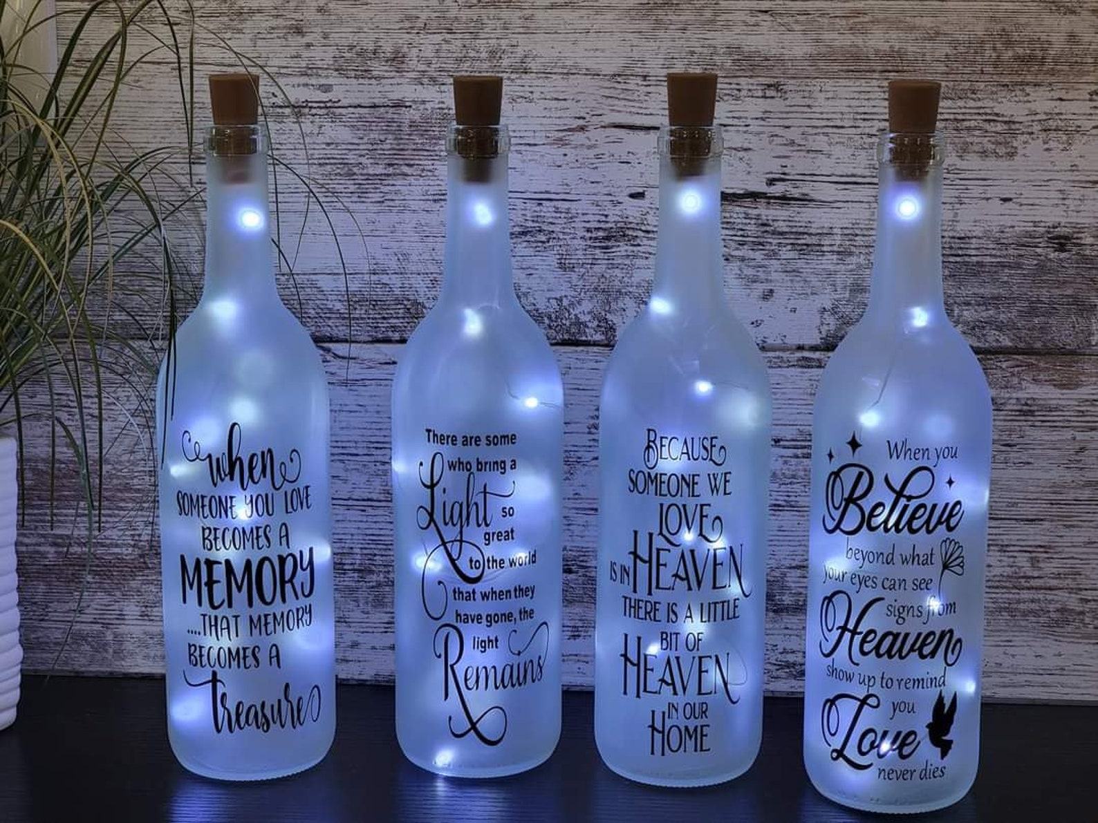 Memorial Bottle With Cork & LED Lights, Wine Bottle, Memory Bottle ...