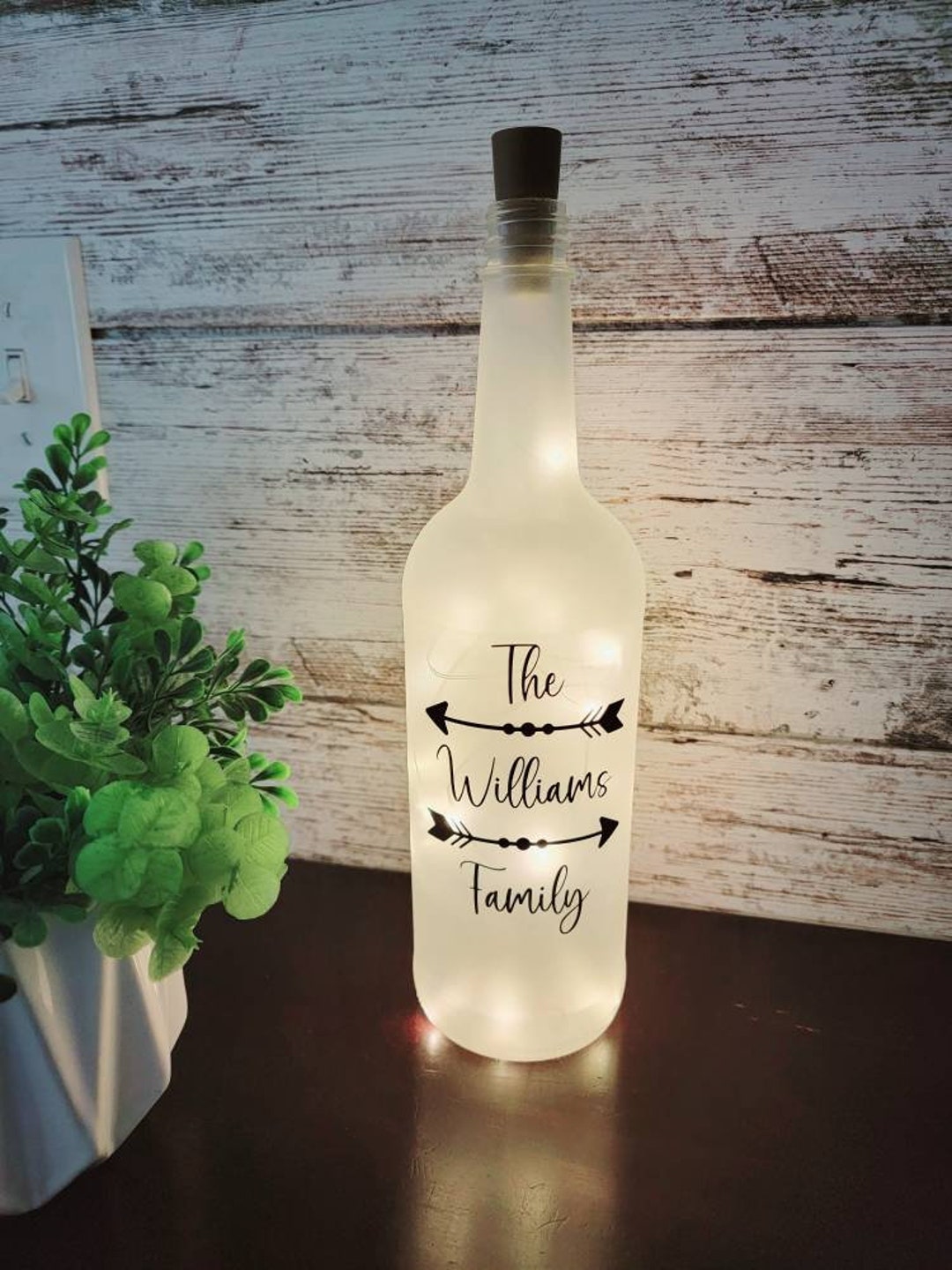 Personalized Name Bottle With Cork & LED Lights, Wine Bottle, Personalized Wine Bottle ...