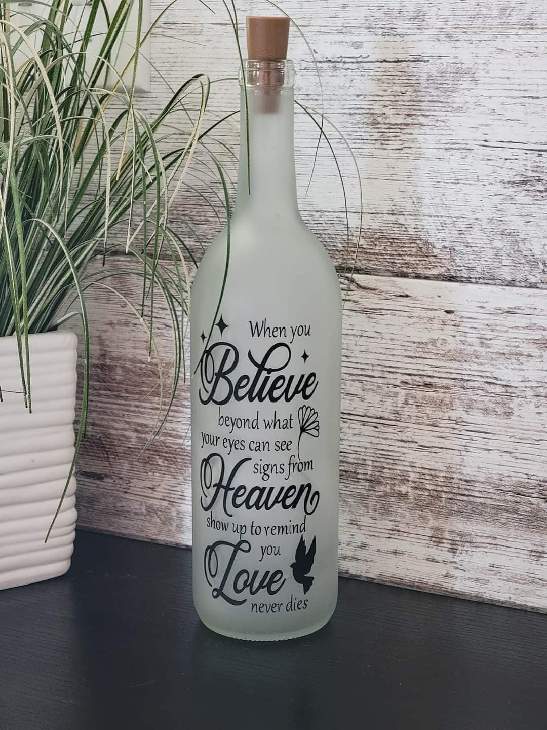 Memorial Bottle With Cork & LED Lights, Wine Bottle, Memory Bottle ...