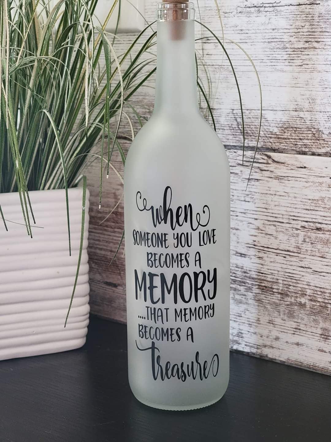 Memorial Bottle With Cork & LED Lights, Wine Bottle, Memory Bottle ...