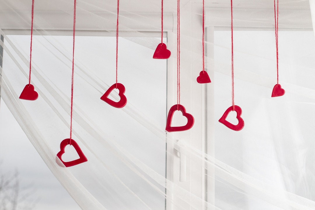 Set of 10 Hanging Heart Decor, Hanging Hearts, Window Decor, Window ...