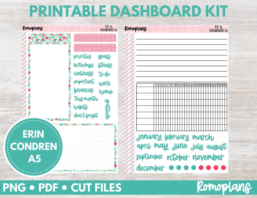 Printable Dashboard Kit KIT 95 Erin Condren A5 - Etsy