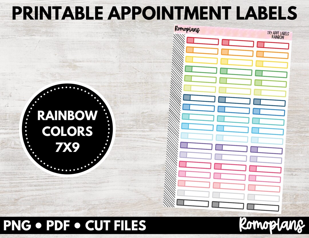 Printable Appointment Labels | Rainbow Colors | 7x9 Size - Etsy