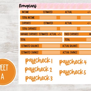 Printable Paycheck Budget Sticker Kit KIT 107 7x9 Size Erin Condren - Etsy
