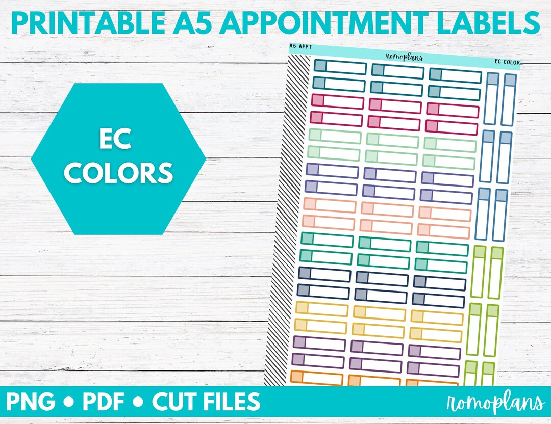 Printable A5 Appointment Labels Erin Condren Colors A5 - Etsy