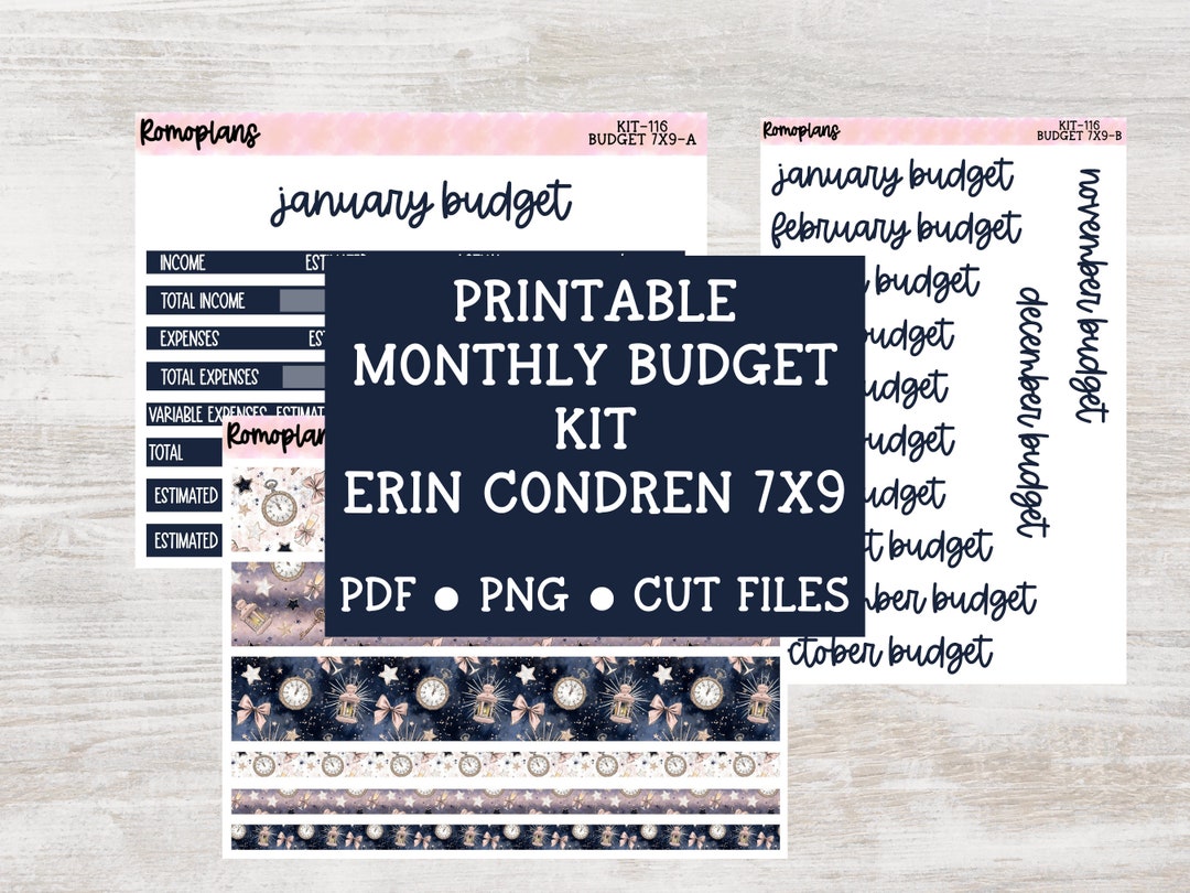 Printable Monthly Budget Sticker Kit KIT 116 7x9 Size Erin Condren - Etsy