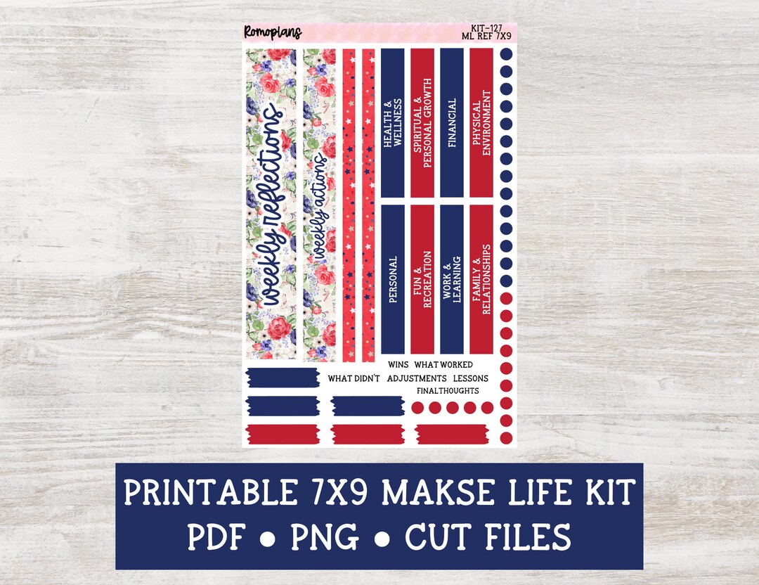 Printable Makselife Reflection and Weekly Actions Kit | KIT 127 | 7x9 ...