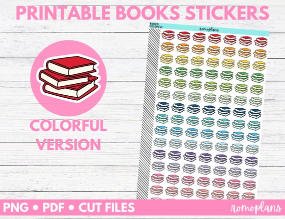 Printable Books Doodle Sticker Colorful Version - Etsy