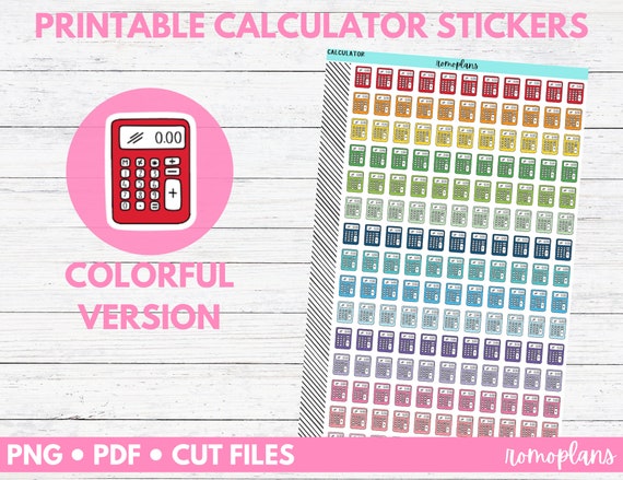 Printable Calculator Doodle Sticker Colorful Version - Etsy