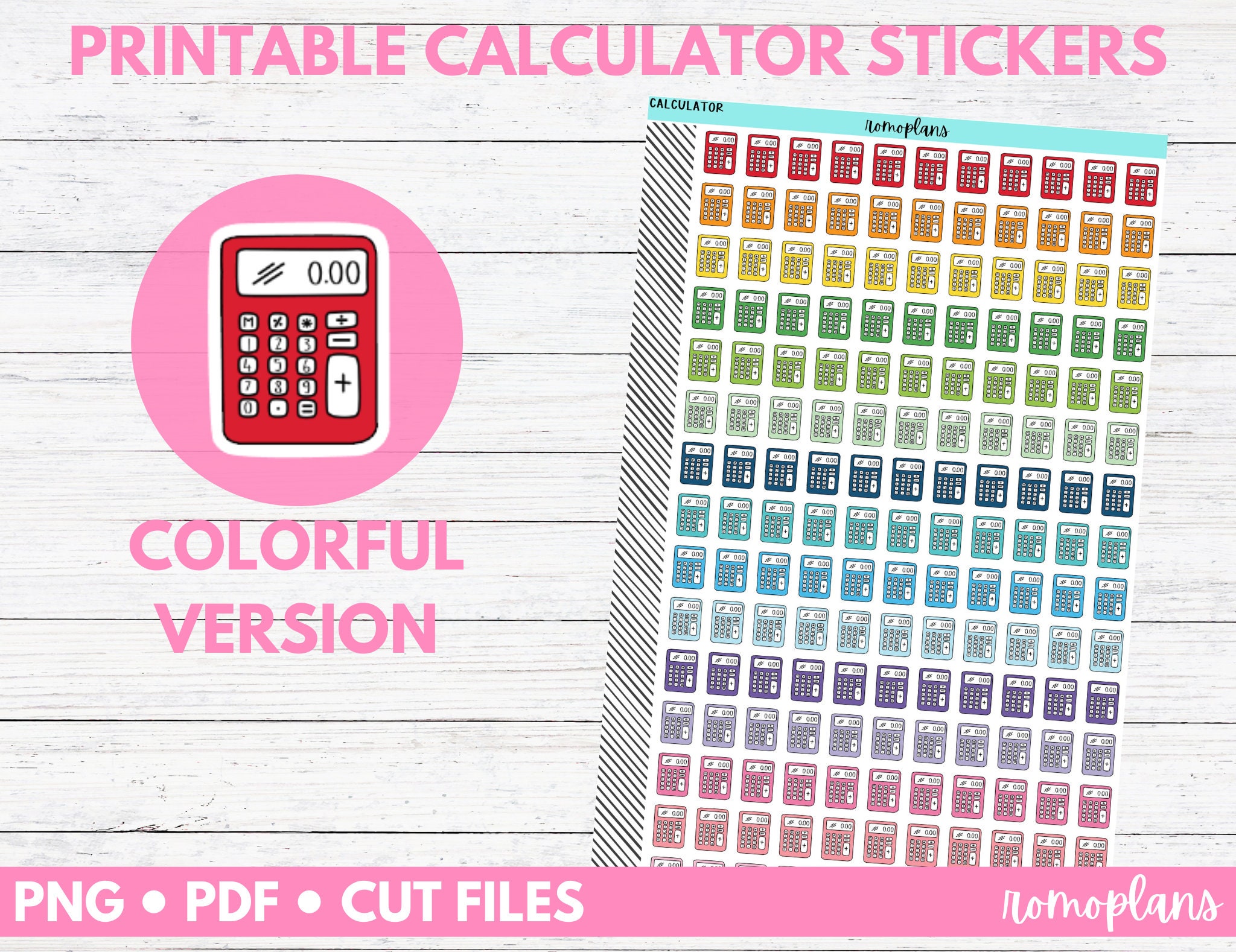 Printable Calculator Doodle Sticker Colorful Version - Etsy