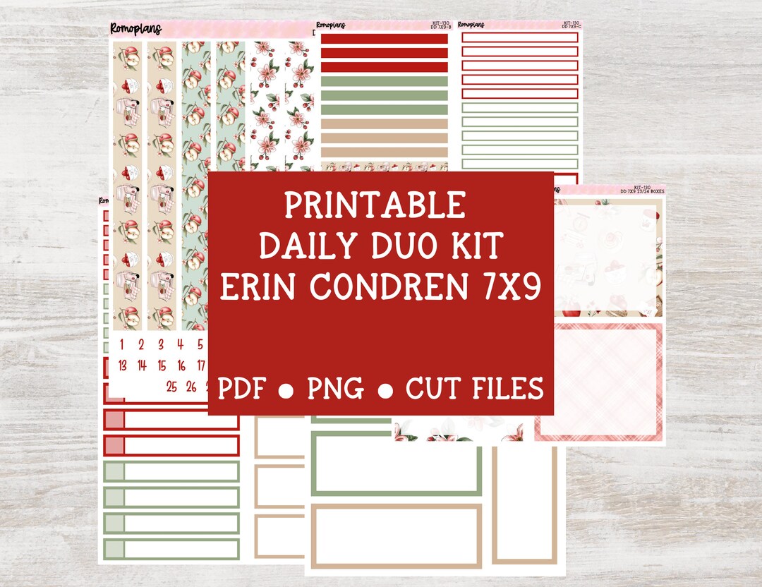 Printable Daily Duo 7x9 Kit | KIT 130 | Erin Condren Daily Duo - Etsy