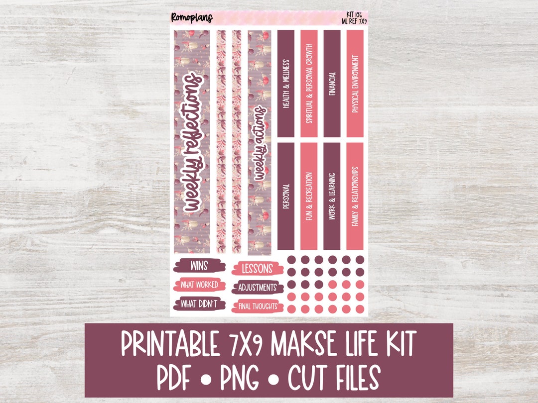 Printable Makselife Reflection and Weekly Actions Kit KIT 106 7x9 - Etsy