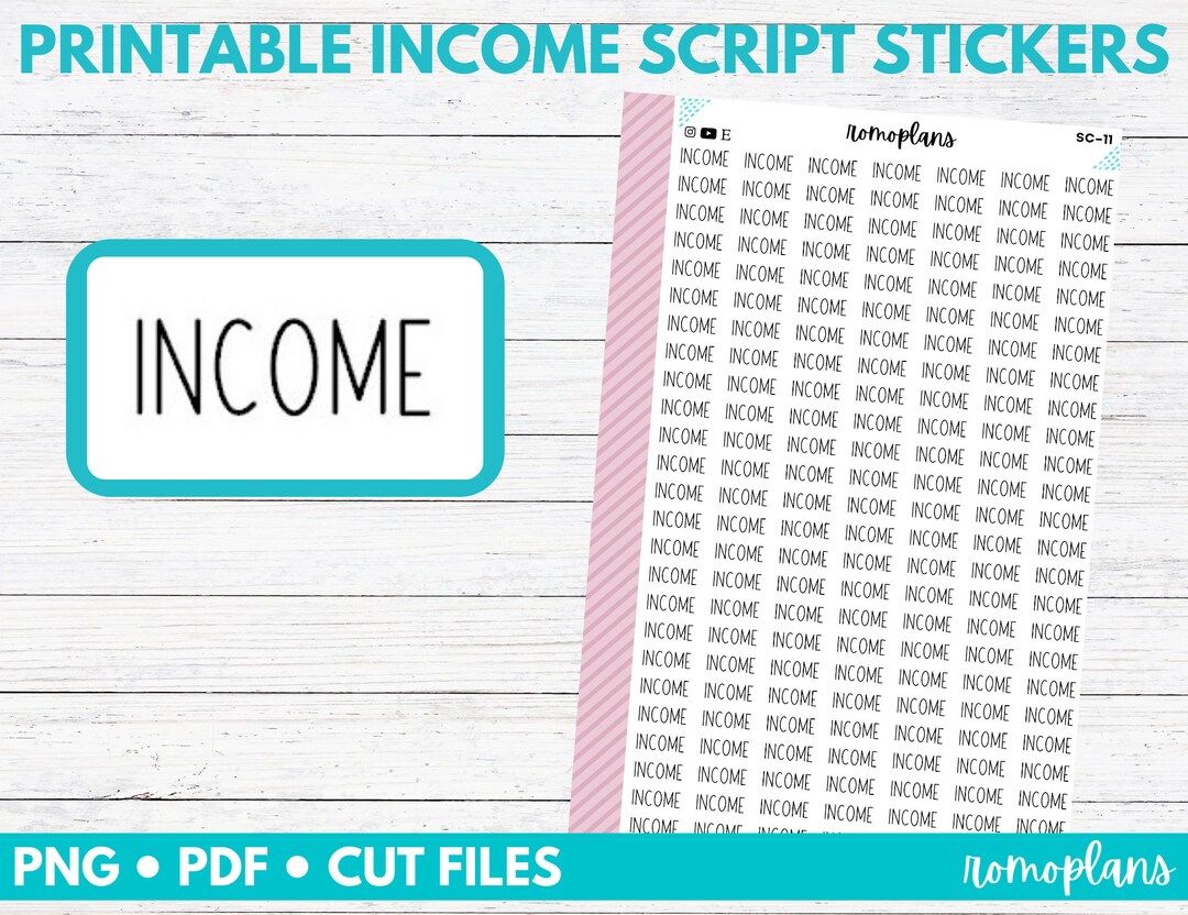 Printable Income Script Stickers Font A Erin Condren Happy Planner Plum ...