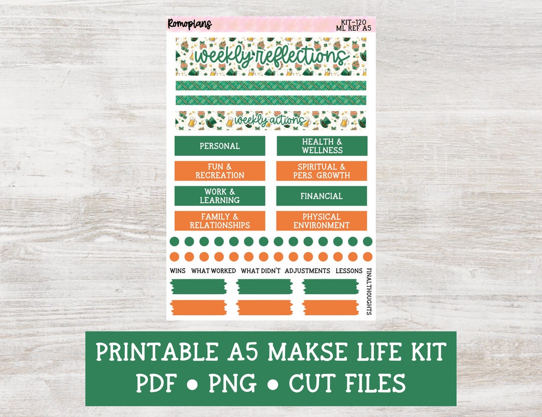 Printable Makselife Reflection and Weekly Actions Kit | KIT 120 | A5 - Etsy