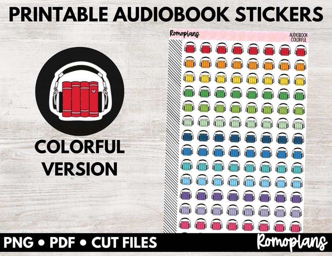 Printable Audiobook Doodle Sticker | Colorful Version - Etsy