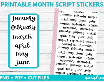 Month Script Header Stickers Font C - Etsy