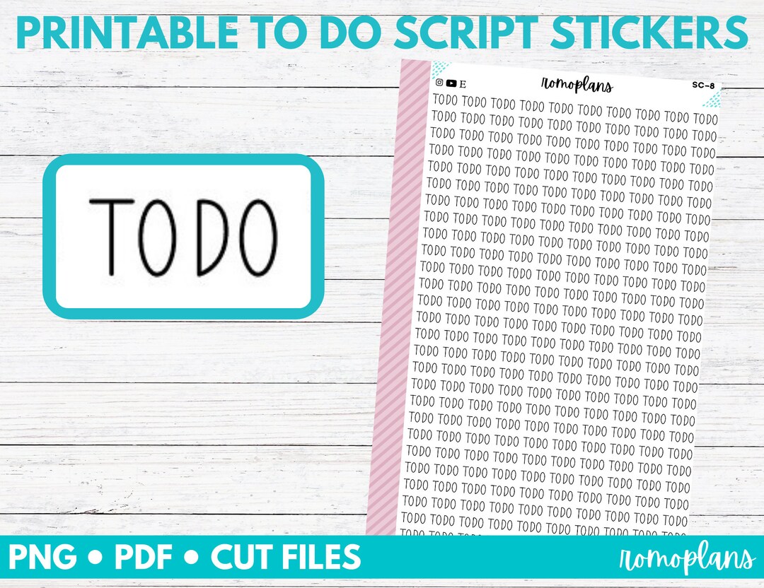 Printable to Do Script Stickers Font A Erin Condren Happy Planner Plum ...