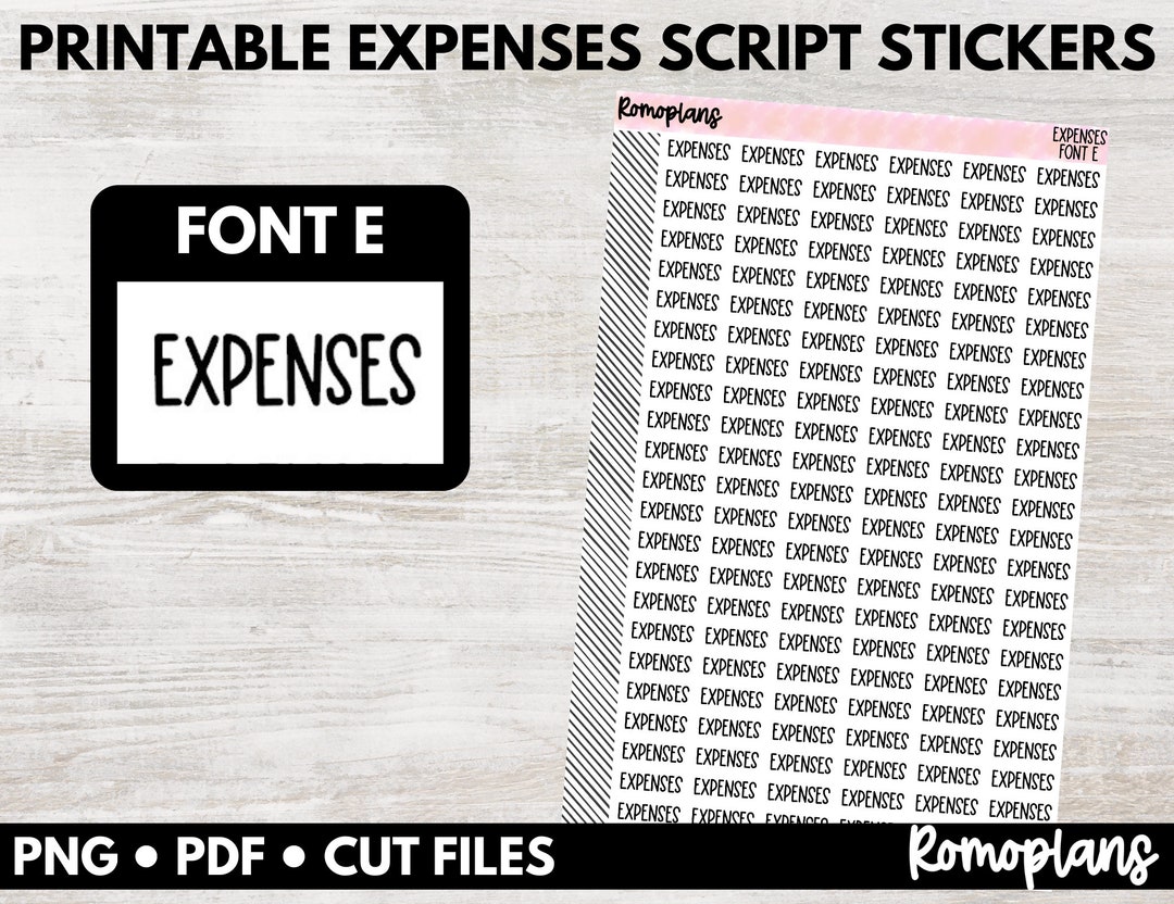 Printable Expenses Script Stickers FONT E Erin Condren Happy Planner ...