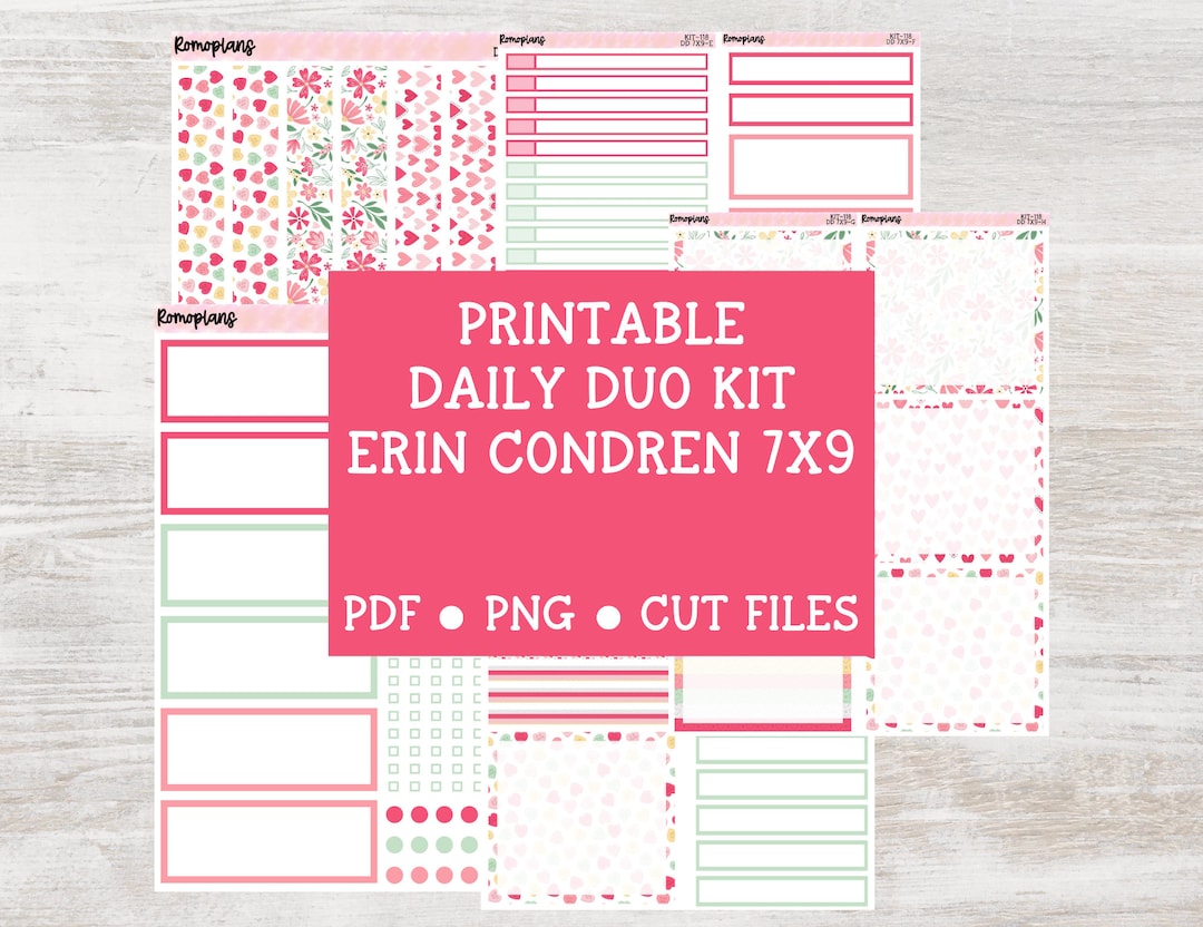 Printable Daily Duo 7x9 Kit KIT 118 Erin Condren Daily Duo - Etsy