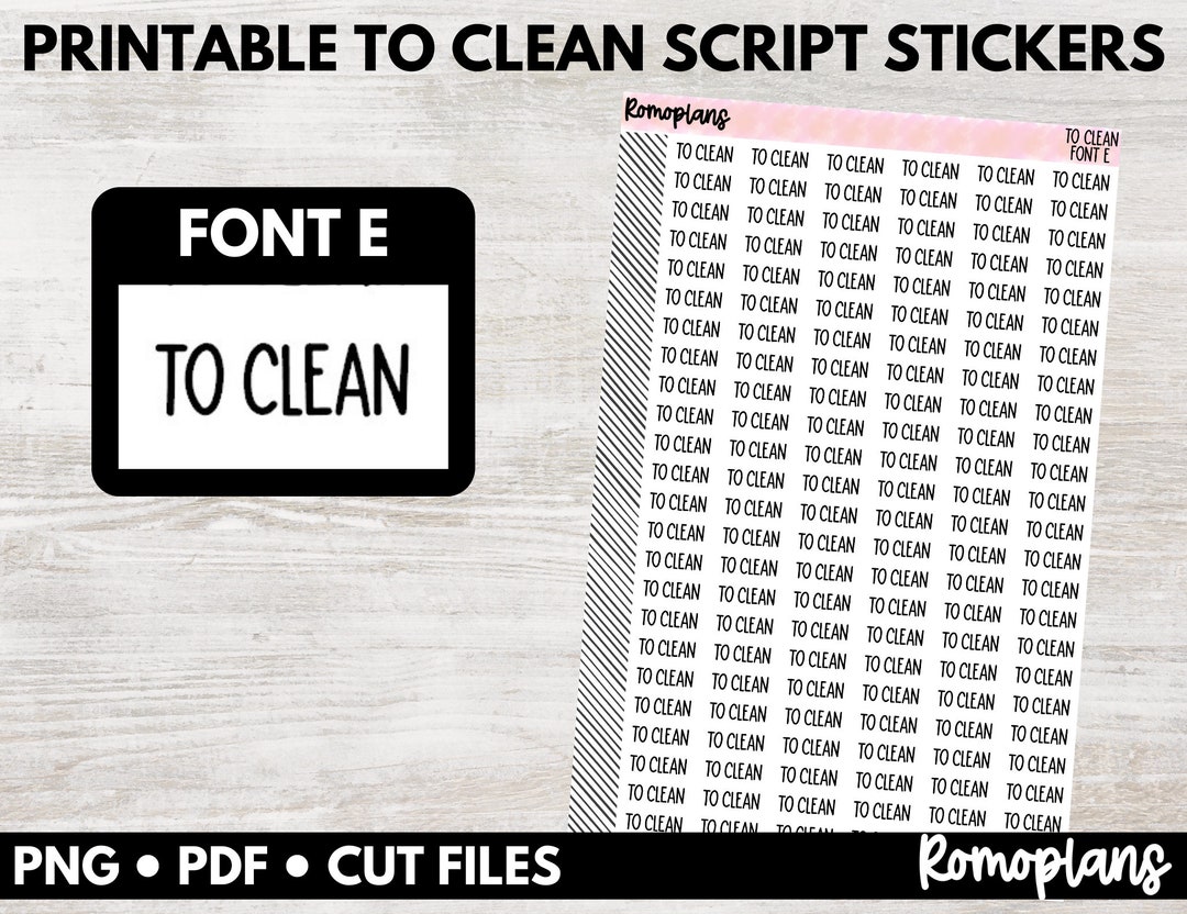 Printable to Clean Script Stickers | FONT E | Erin Condren | Happy ...