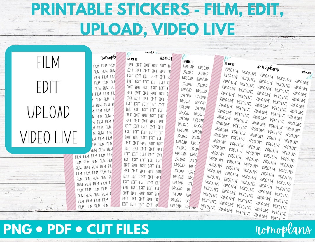 Printable Film, Edit, Upload, Video Live Script Stickers Font A Erin ...