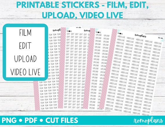 Printable Film Edit Upload Video Live Script Stickers - Etsy