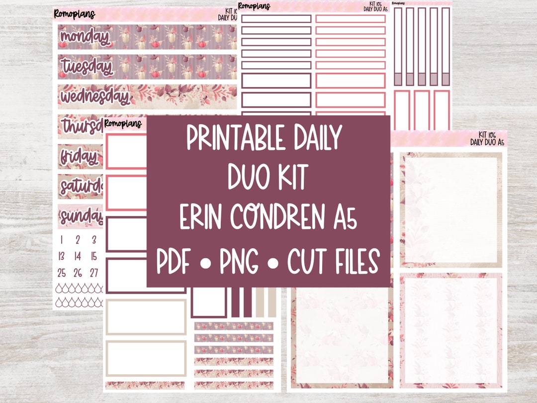 Printable Daily Duo Kit KIT 106 Erin Condren Daily Duo A5 - Etsy