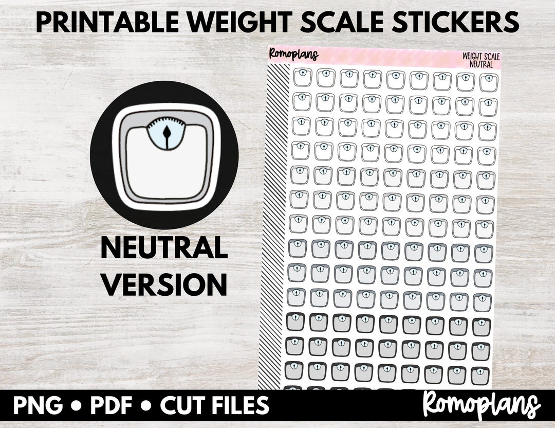 Printable Weight Scale Doodle Sticker | Neutral Version - Etsy