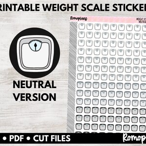 Printable Weight Scale Doodle Sticker | Neutral Version - Etsy