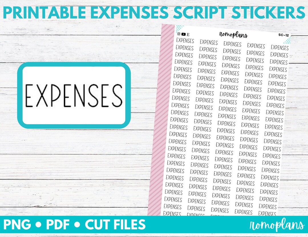 Printable Expenses Script Stickers Font A Erin Condren - Etsy