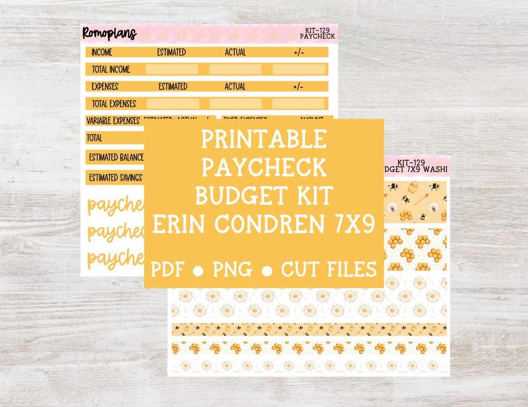 Printable Paycheck Budget Sticker Kit KIT 129 7x9 Size Erin Condren - Etsy