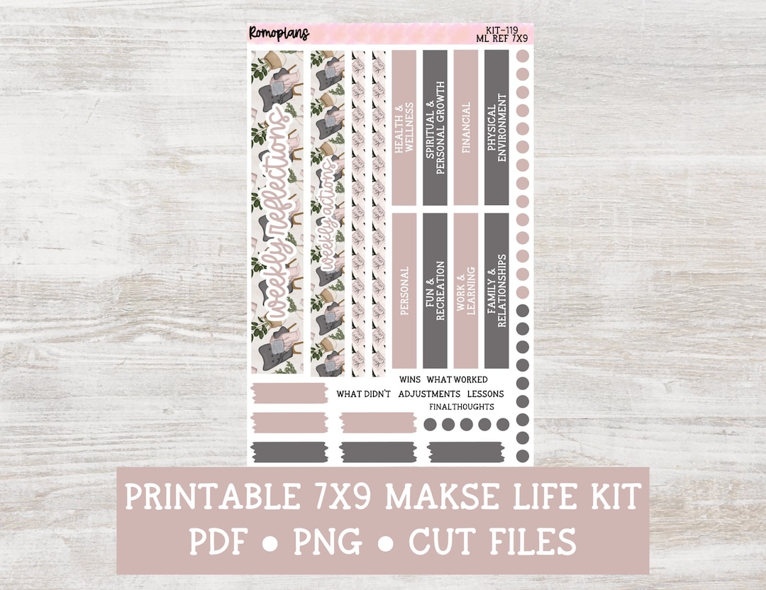 Printable Makselife Reflection and Weekly Actions Kit KIT 119 7x9 - Etsy